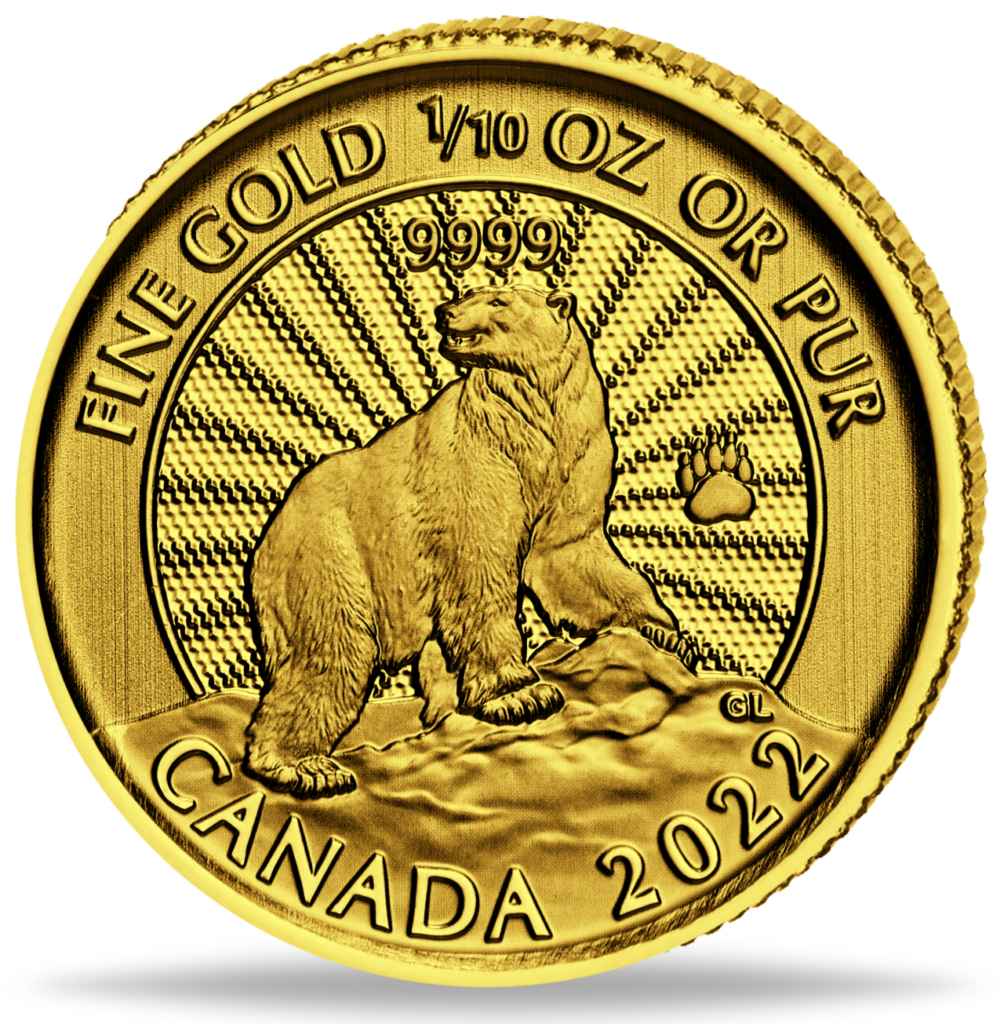 Goldmünze Polarbär 2022 1/10 oz Canada Gold 999 Eisbär Kanada Polar ...